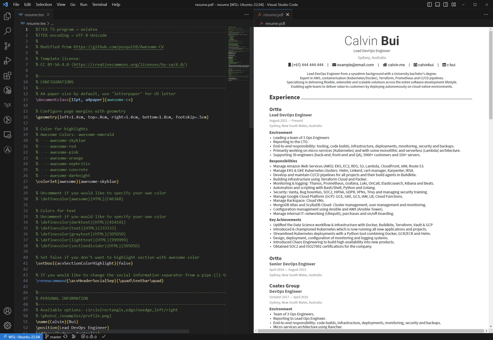Resume in LaTeX – Calvin Bui